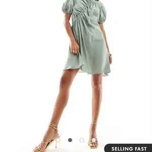ASOS | Dresses | Asos Design Cupro Puff Sleeve Mini Smock Dress With ...